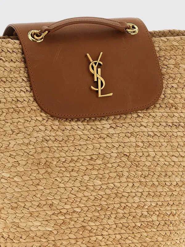 Saint Laurent Manon Mini Bag In Woven Raffia With Monogram - Multicolor