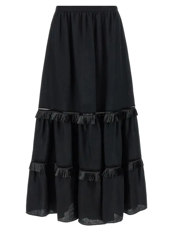 Kiton Fringed Skirt - Black