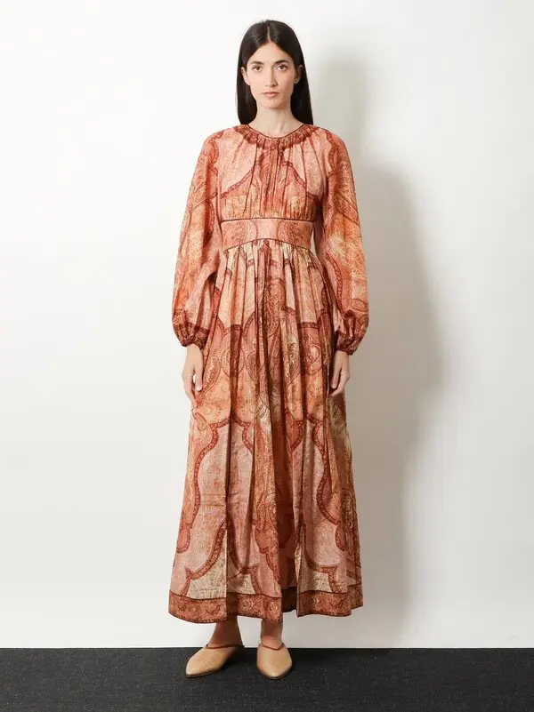 Zimmermann Cotton And Silk Blend Wanderlust Long Dress - Multicolor