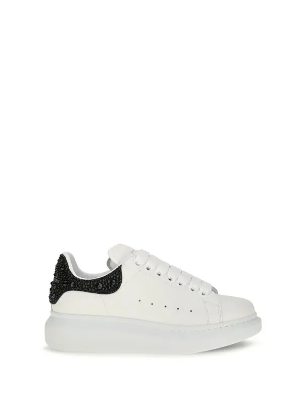 Alexander McQueen Oversized Sneakers With Suede Heel And Crystal Details - White
