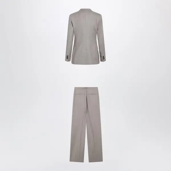 Tagliatore Double-breasted Taupe Suit In Wool And Cashmere - Cream