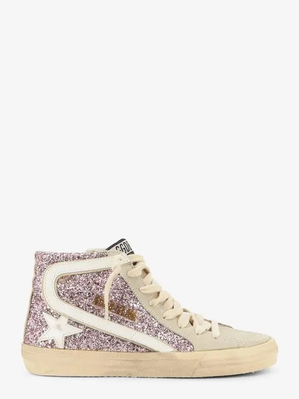 GOLDEN GOOSE Leather Sneakers With All-over Glitter Detail - Multicolor