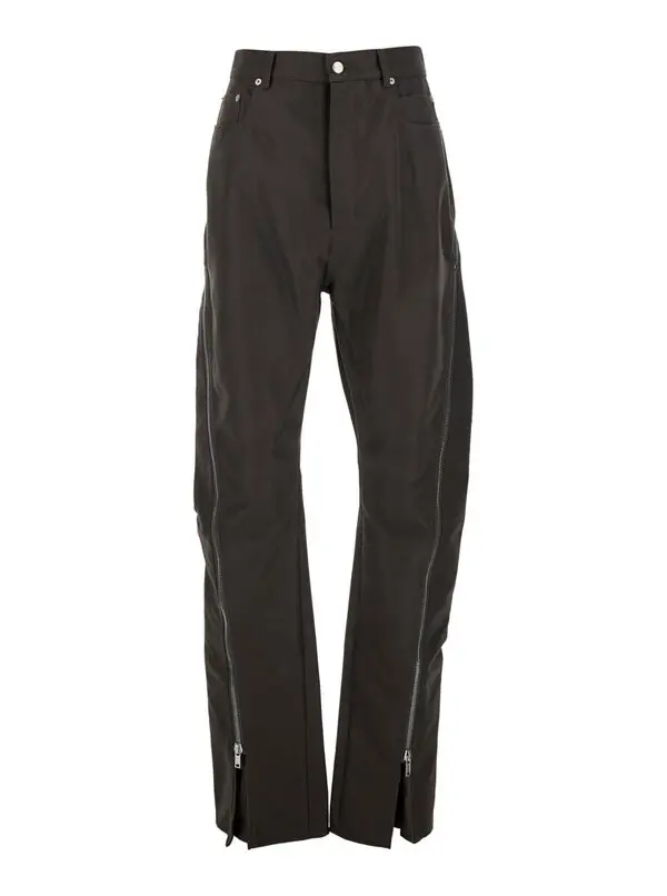 Rick Owens Bolan Banana Pants With Zip Details In Stretch Cotton For - Brown