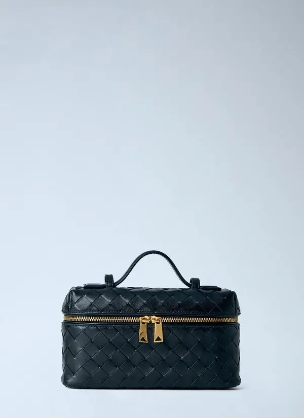 Bottega Veneta Intrecciato Leather Vanity Case - Black