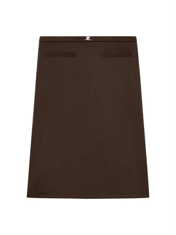 COURREGES Midi Skirt With Logo - Brown