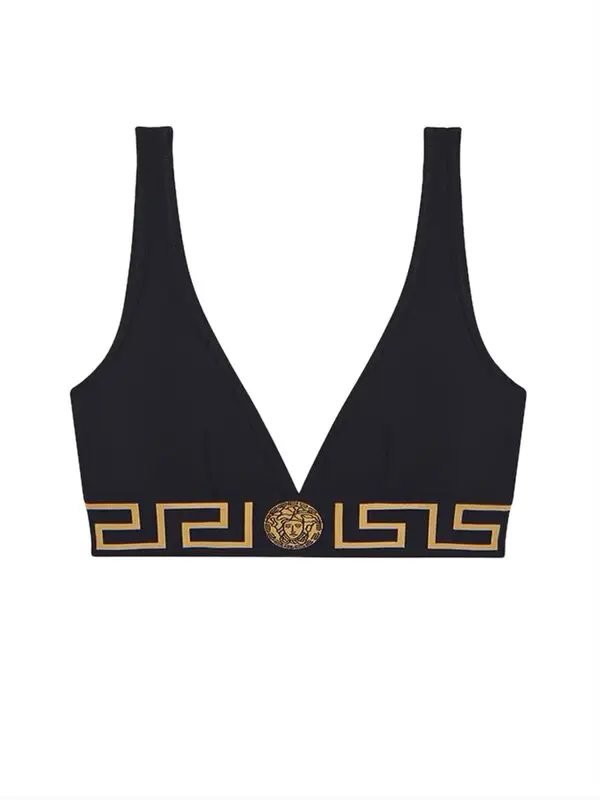 Versace Cotton Jersey Triangle Bralette - Black
