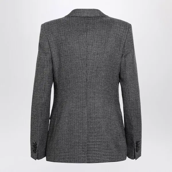 Tagliatore Single-breasted Anthracite Grey Jacket With Houndstooth Pattern In Wool Blend - Gray