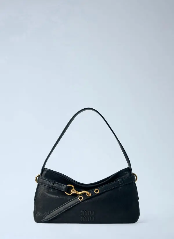 Miu Miu Adventure Nappa Leather Shoulder Bag - Black