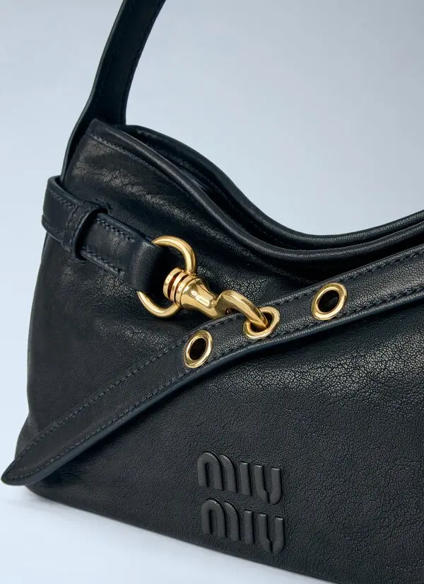 Miu Miu Adventure Nappa Leather Shoulder Bag - Black