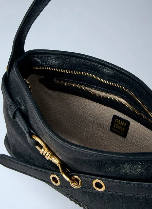 Miu Miu Adventure Nappa Leather Shoulder Bag - Black