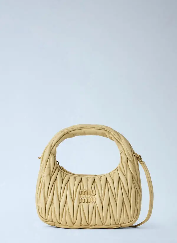 Miu Miu Wander Nappa Matelassé Hobo Bag - Yellow