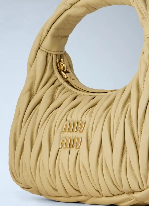 Miu Miu Wander Nappa Matelassé Hobo Bag - Yellow