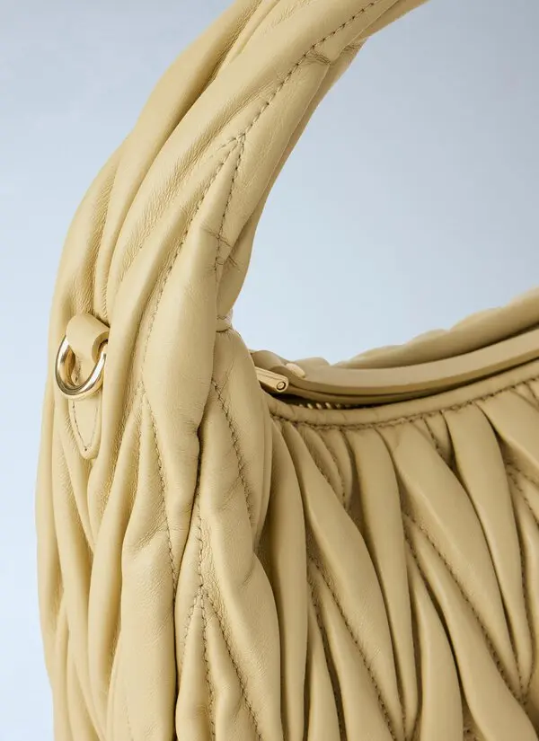 Miu Miu Wander Nappa Matelassé Hobo Bag - Yellow