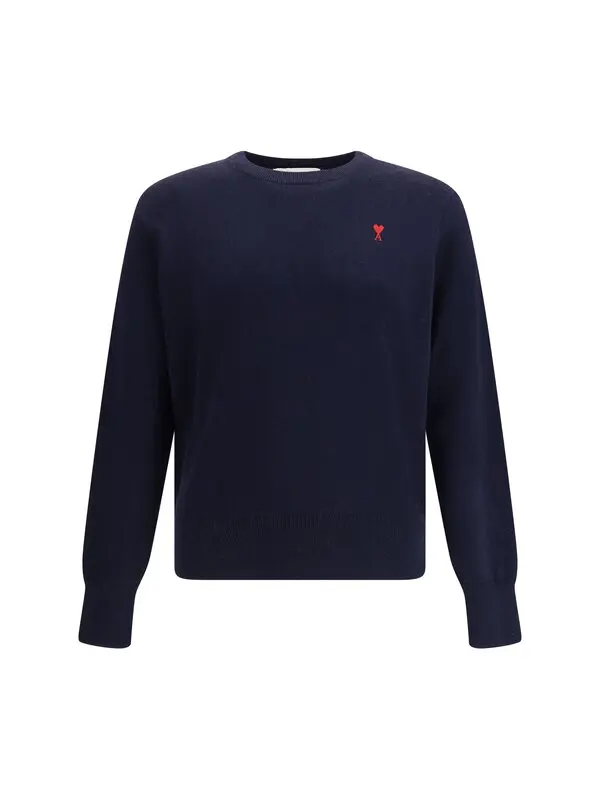 AMI Paris Pull Col Rond De Coeur - Blue