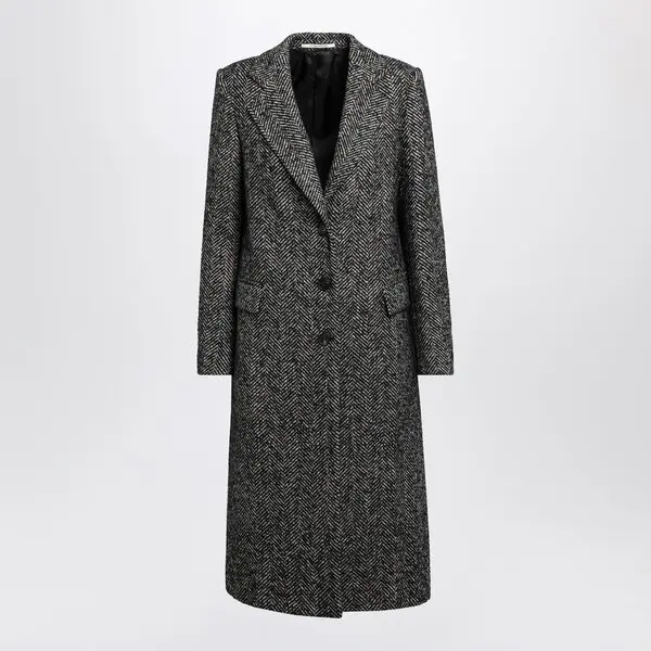 Tagliatore Single-breasted Wool Blend Herringbone Coat - Black