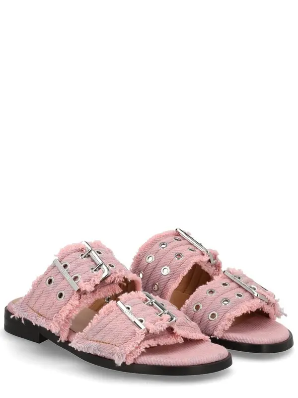 GANNI Denim Sandal With Bangs