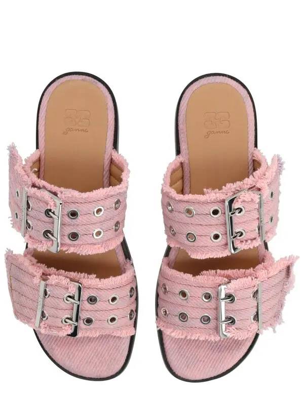 GANNI Denim Sandal With Bangs