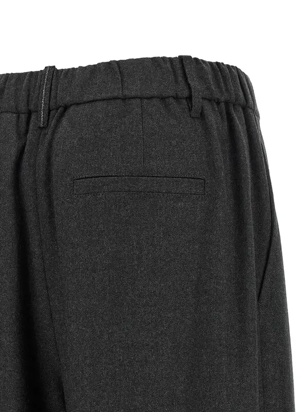 Brunello Cucinelli Mélange Wool Trousers - Gray
