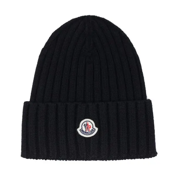 Moncler Logo Beanie - Black
