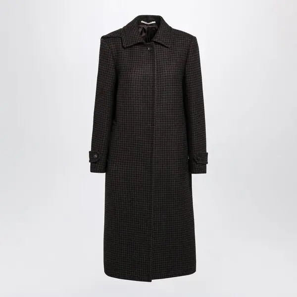 Tagliatore Single-breasted Houndstooth Wool Coat - Brown
