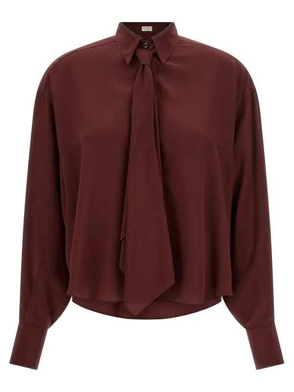 Brunello Cucinelli Light Silk Shirt With Monile Detail - Multicolor