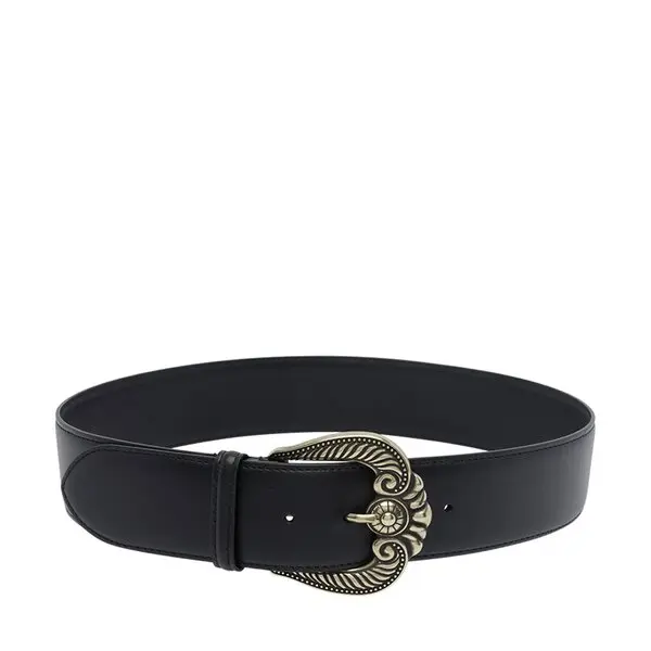 Etro Paisley Buckle Leather Belt - Black