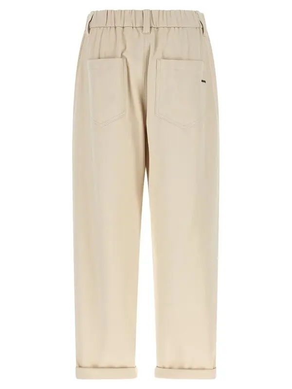 Brunello Cucinelli Stretch Cotton Baggy Pants - Cream