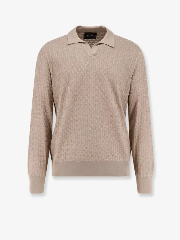 BOSS Silk Sweater With All-over Processing - Cream