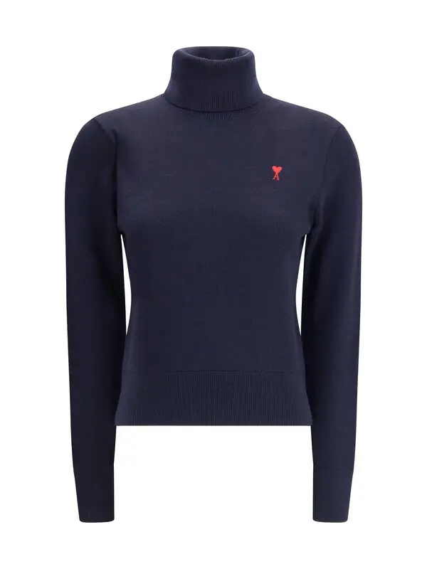 AMI Paris De Coeur Turtleneck Sweater - Blue