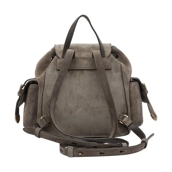 Brunello Cucinelli Logo Suede Backpack