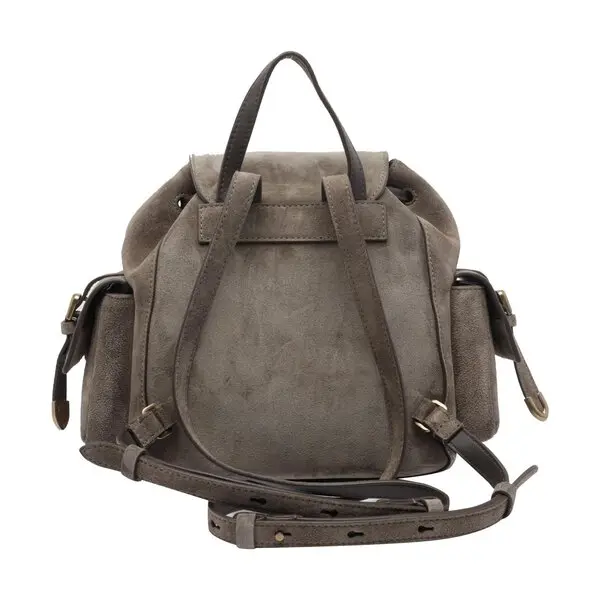Brunello Cucinelli Logo Suede Backpack - Gray