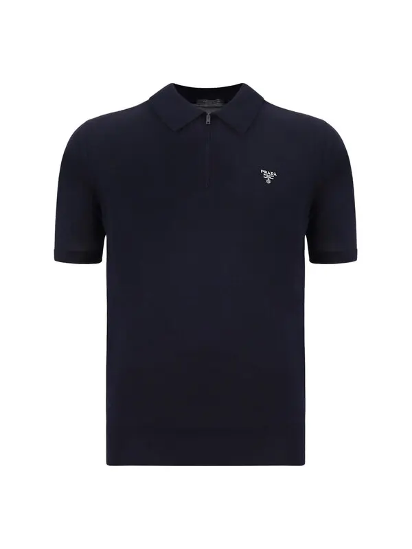 Prada Virgin Wool Polo Shirt - Black