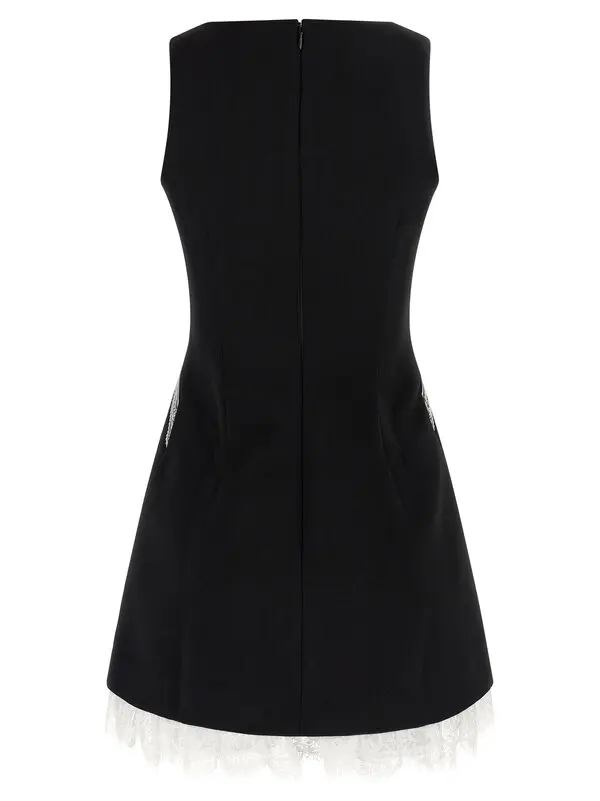 SELF-PORTRAIT Crêpe Bow Lace Mini Dress - Multicolor