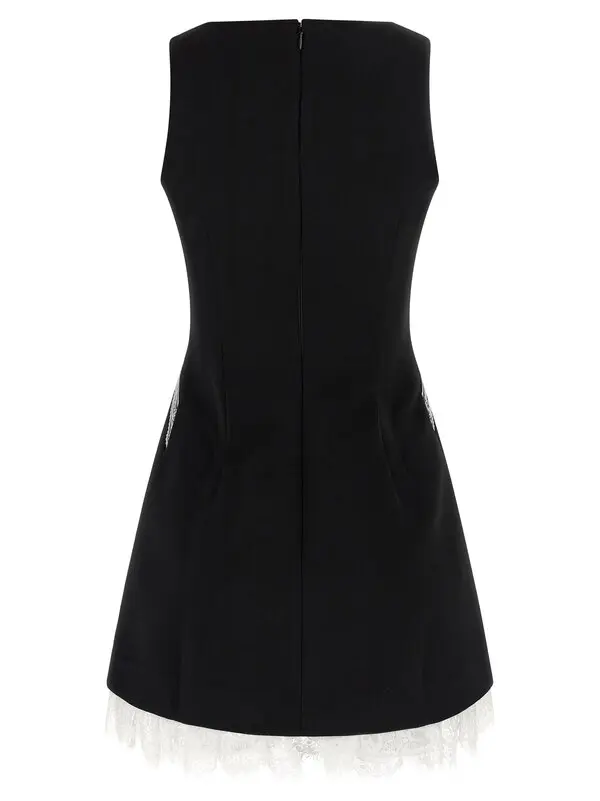 SELF-PORTRAIT Crêpe Bow Lace Mini Dress - Multicolor