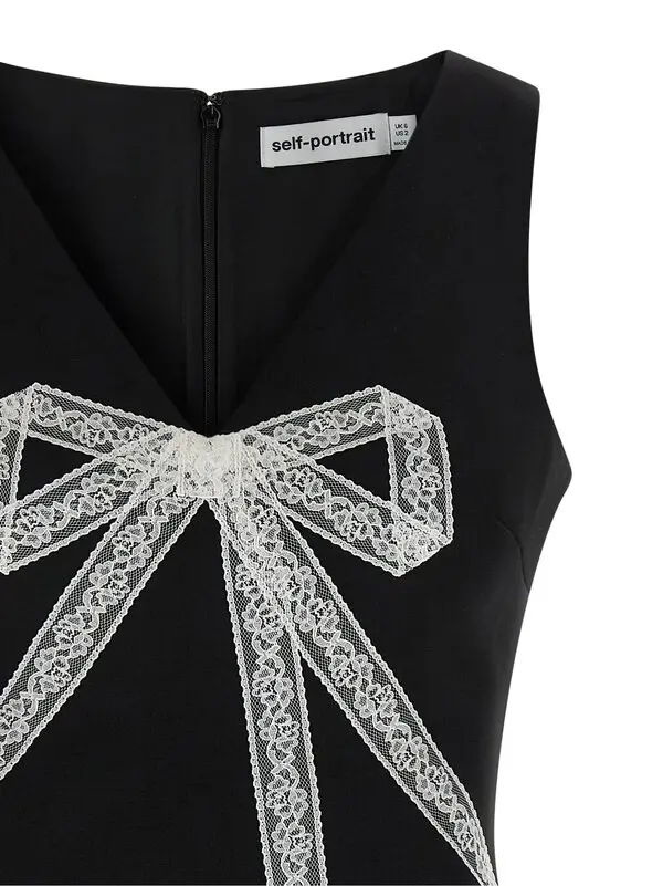 SELF-PORTRAIT Crêpe Bow Lace Mini Dress - Multicolor