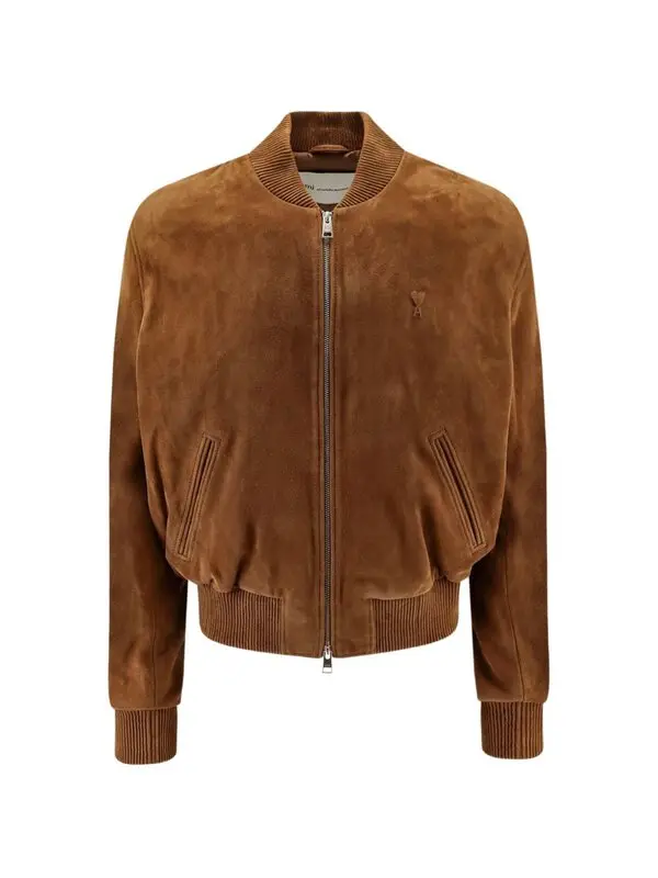 AMI Paris Suede Leather Zipped Jacket