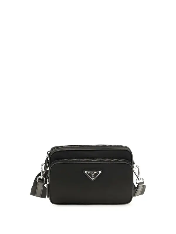 Prada Re-nylon And Saffiano Leather Shoulder Bag - Black