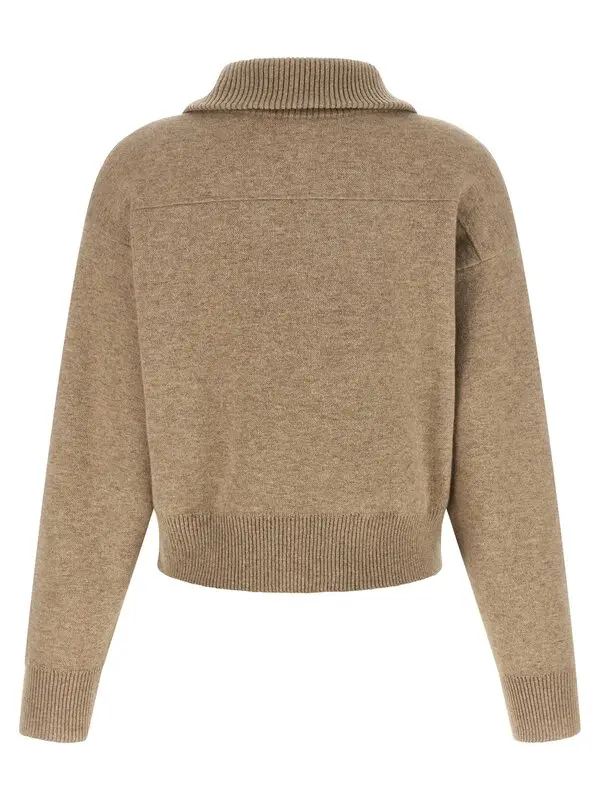 Brunello Cucinelli Shiny Zipper Pull' Wool Cardigan
