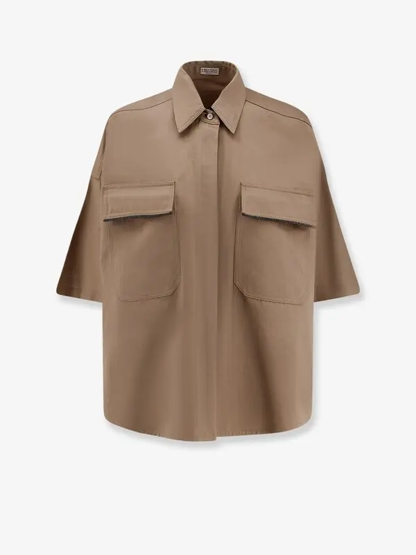 Brunello Cucinelli Linen And Cotton Blend Shirt - Brown