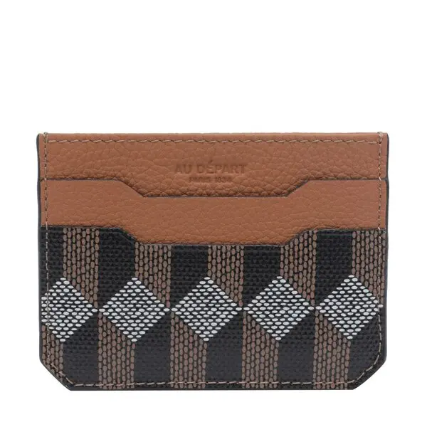 AU DEPART Logo Card Holder - Brown
