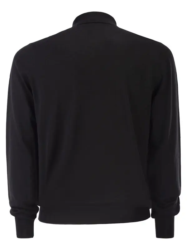 Kiton Long-sleeved Wool Polo Shirt - Black