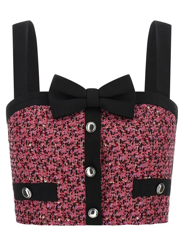 Alessandra Rich Tweed Top - Pink