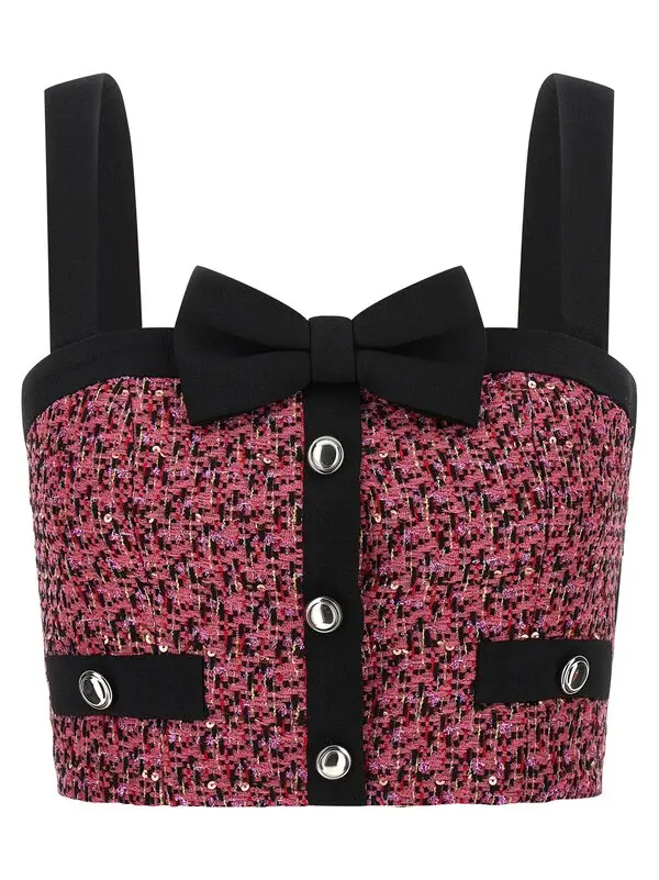 Alessandra Rich Tweed Top - Pink