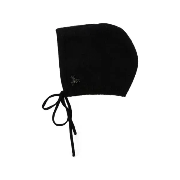 Simone Rocha Cashmere Crystal Embellished Bonnet - Black