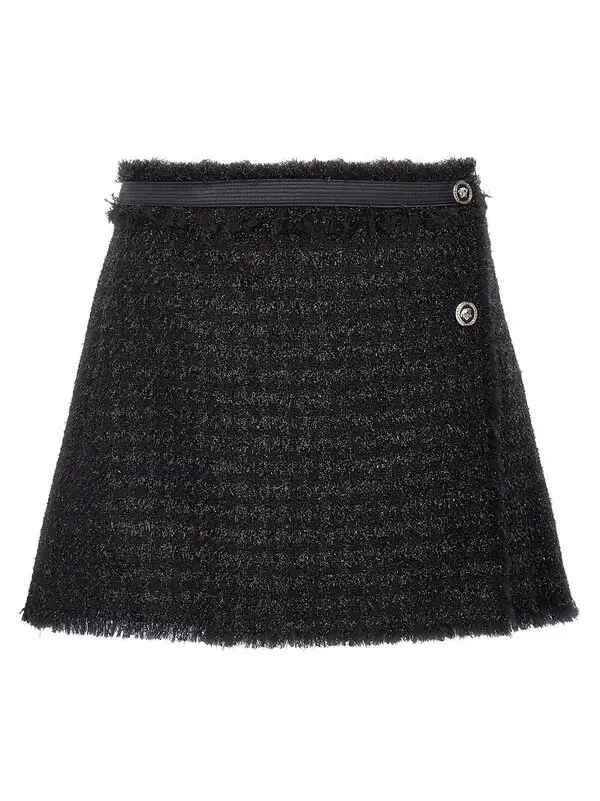 Versace Lurex Wool Blend Skirt - Black