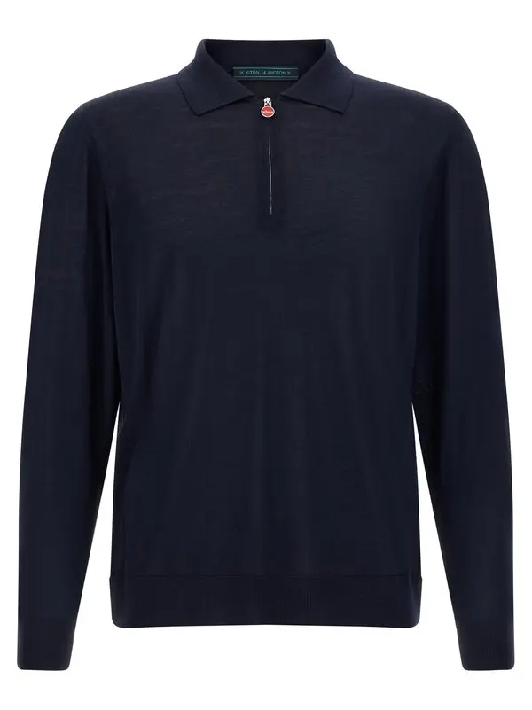 Kiton Wool Polo Shirt 14 Microns - Blue