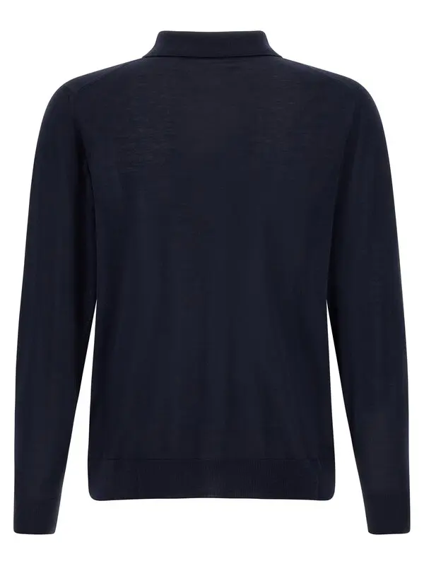Kiton Wool Polo Shirt 14 Microns - Blue