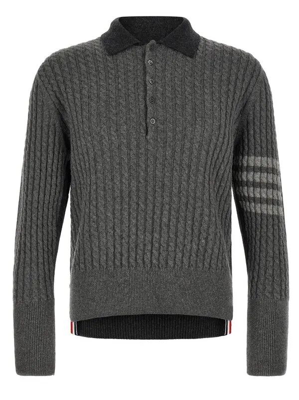 Thom Browne 2-in-1 Trompe L'oeil Polo Shirt - Gray