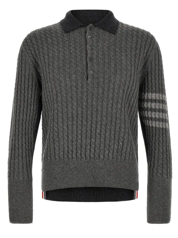 Thom Browne 2-in-1 Trompe L'oeil Polo Shirt - Gray