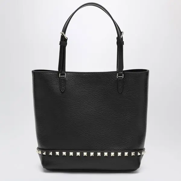 Valentino Garavani Leather Rockstud Shopper Bag - Black